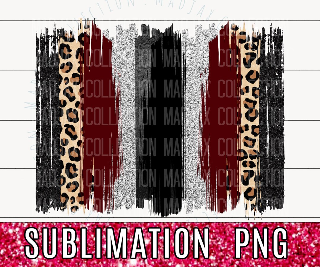 Maroon Brush Strokes, Sublimation PNG, Leopard Brush Stroke, Team ...