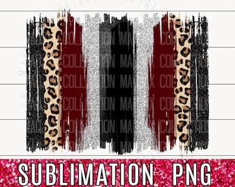Leopard Brush Stroke Red & Blue Sublimation PNG 2 Files - Etsy
