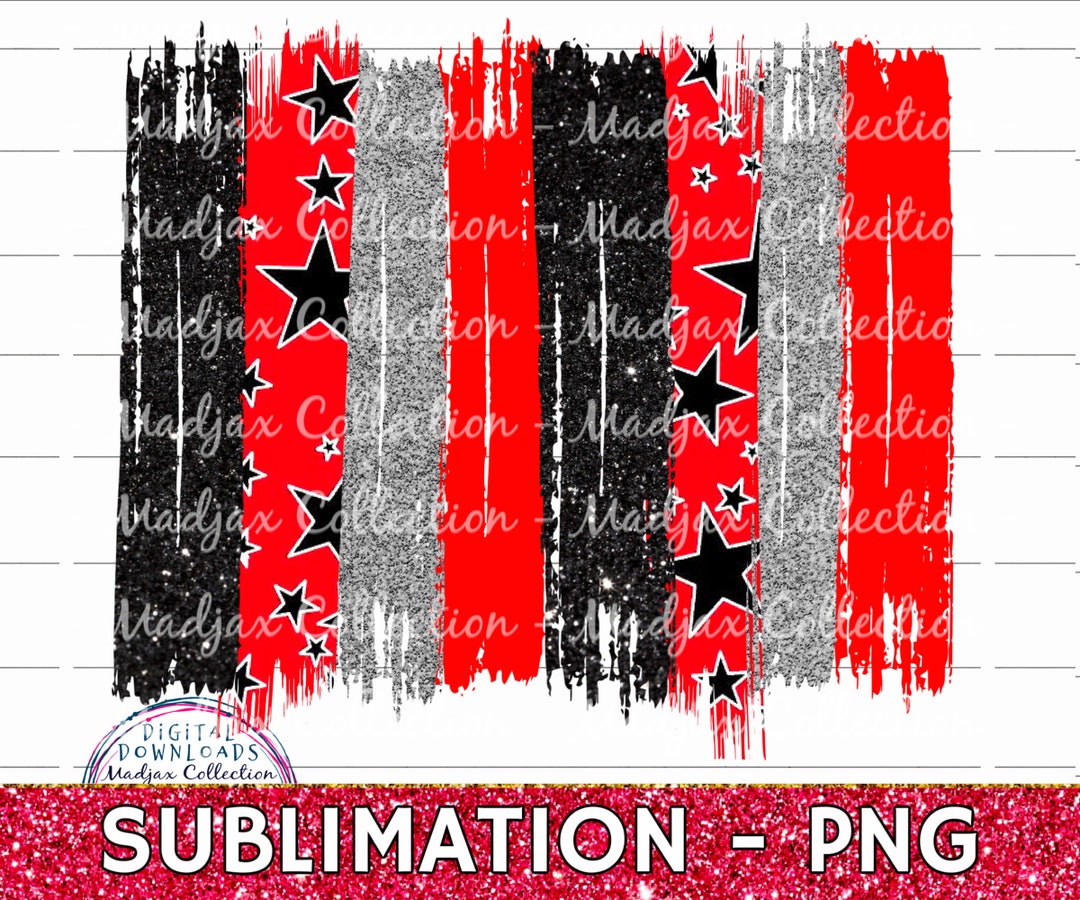 Stars Brush Stroke, Red & Silver, PNG File, Sublimation Print ...