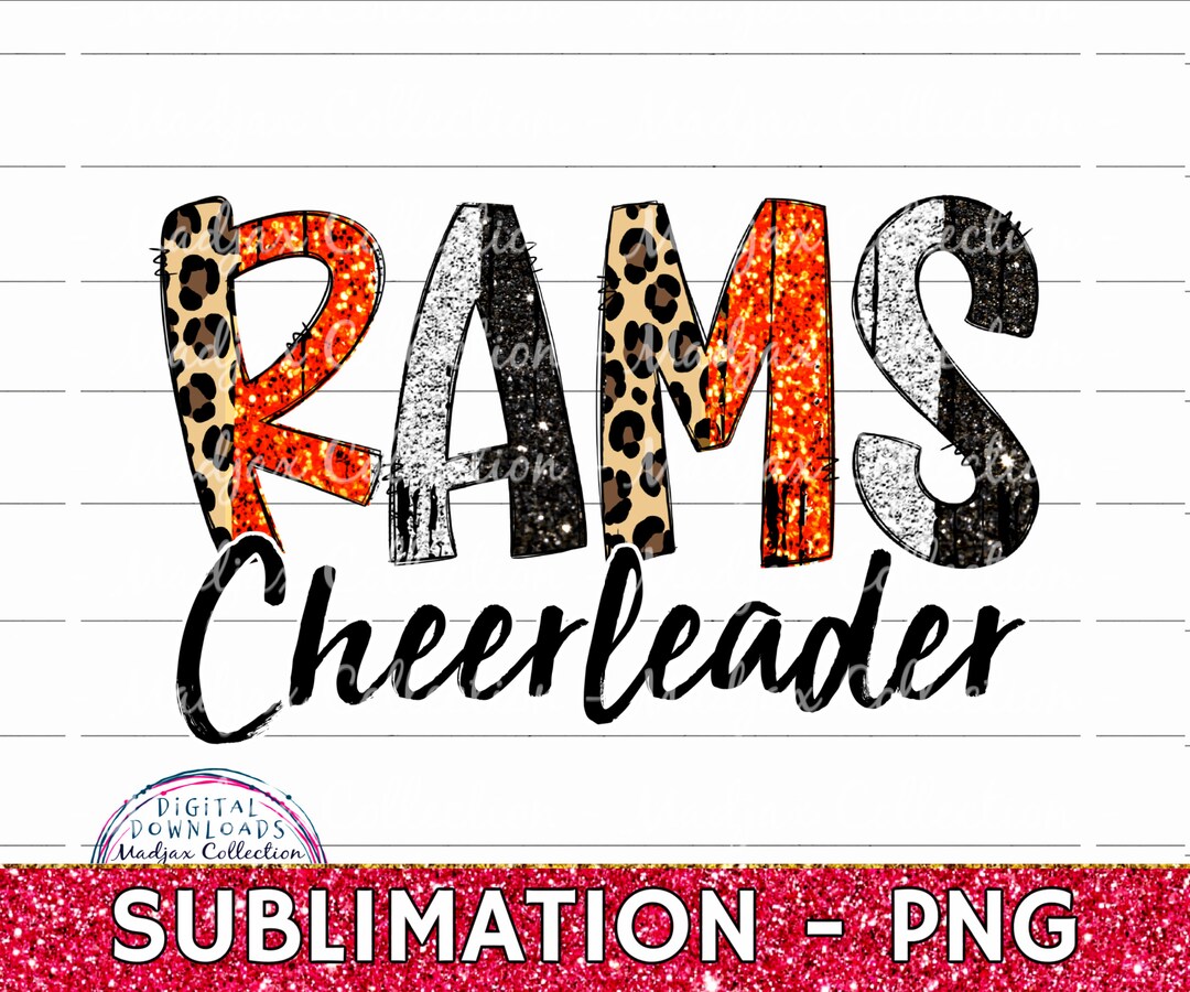 Rams Cheerleader, Orange and Black Brush Stroke Bubble Letters ...
