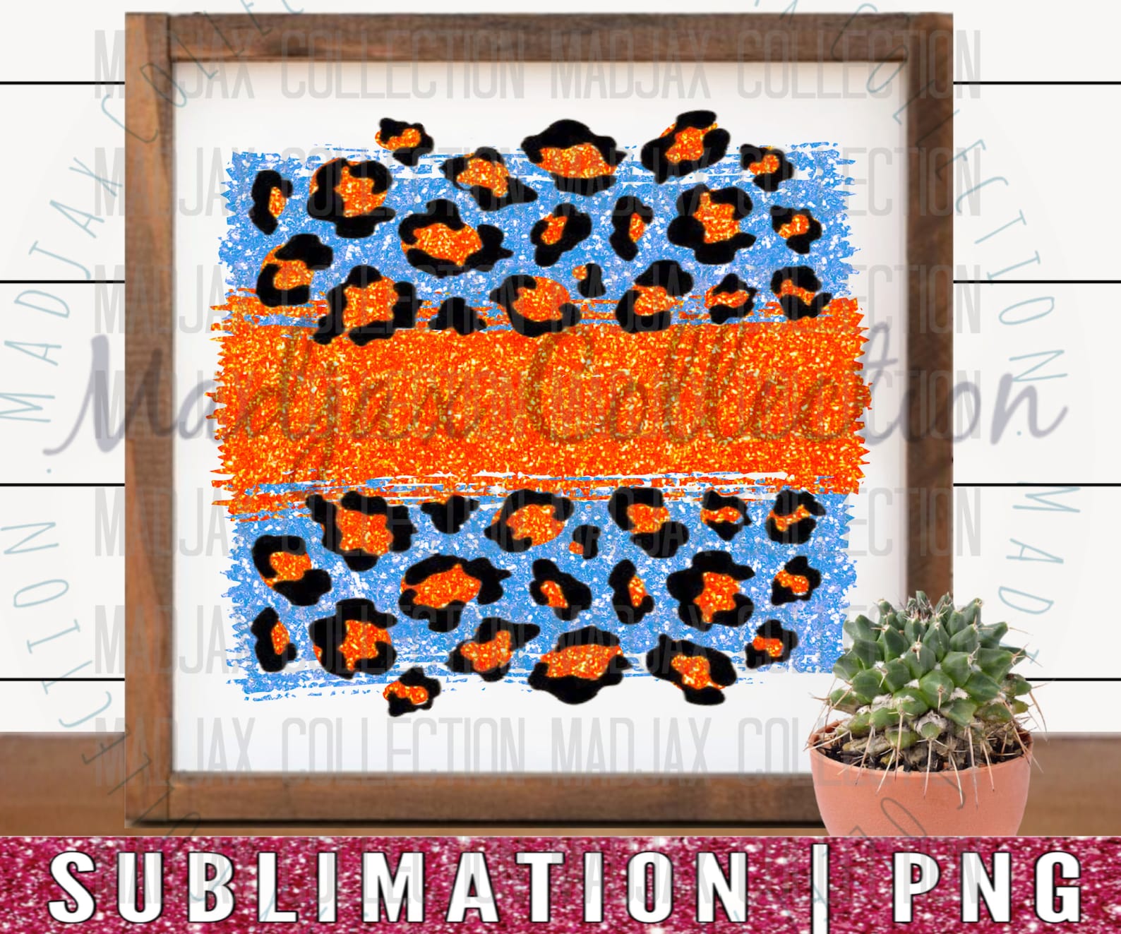 Leopard Sublimation, Orange & Baby Blue, Football Team Background ...