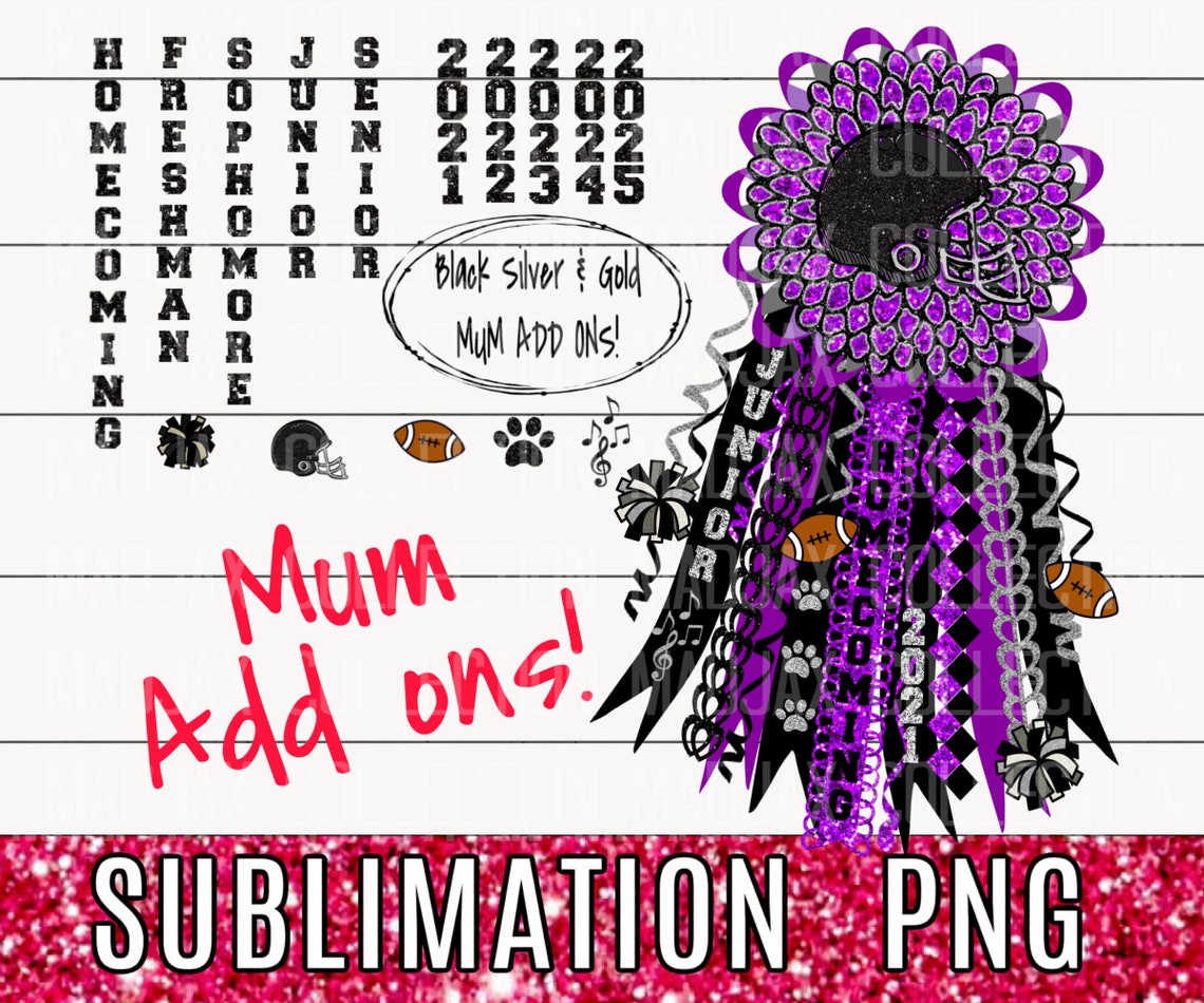 Homecoming Mum Add Ons, Mum Not Included, PNG Clipart Bundle ...