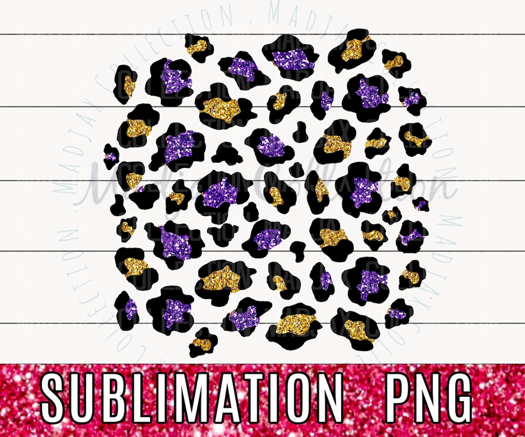 Purple and Gold. Square Leopard Print, Sublimation PNG File, Background ...