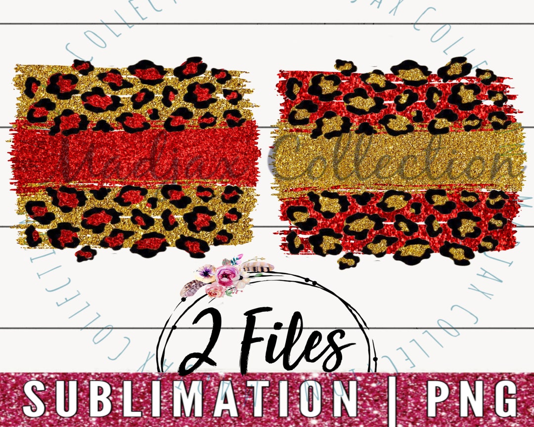 Leopard Sublimation, Red & Gold, Team Background, Brush Stroke PNG ...