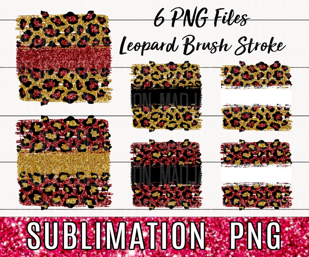 Maroon & Gold Leopard Print Bundle, 6 Sublimation PNG Files, Background ...