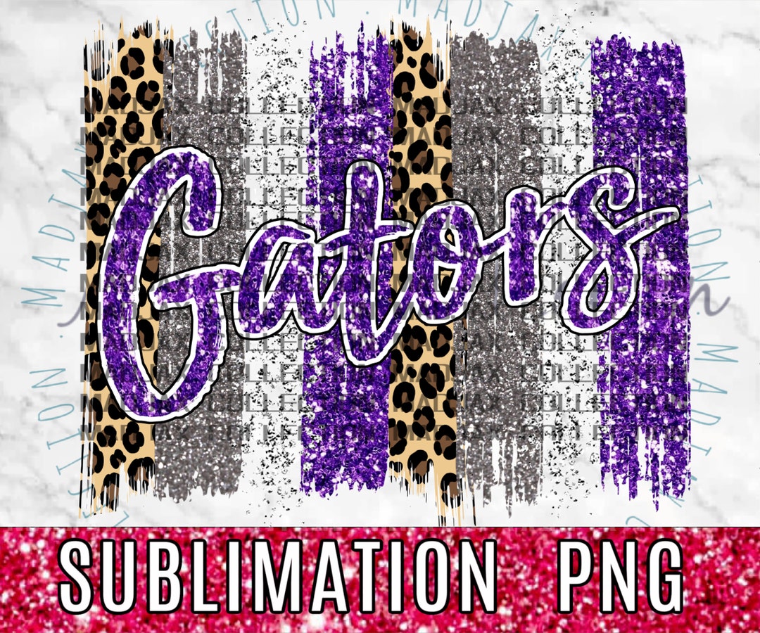 Gators Brush Stroke Design, Sublimation PNG, Team Colors Purple & Gray ...