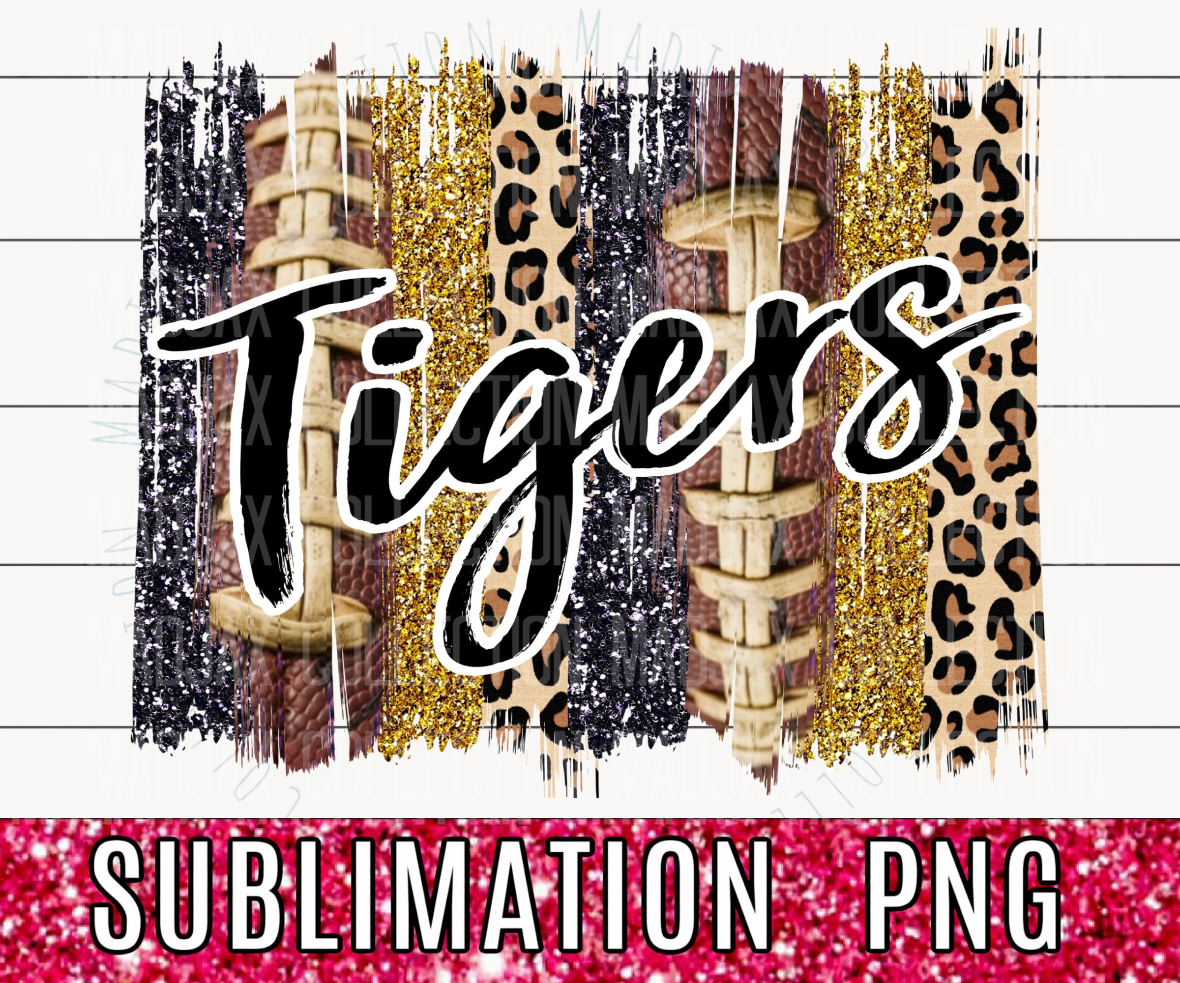 Team Tigers Sublimation PNG File Brush Stroke Football | Etsy
