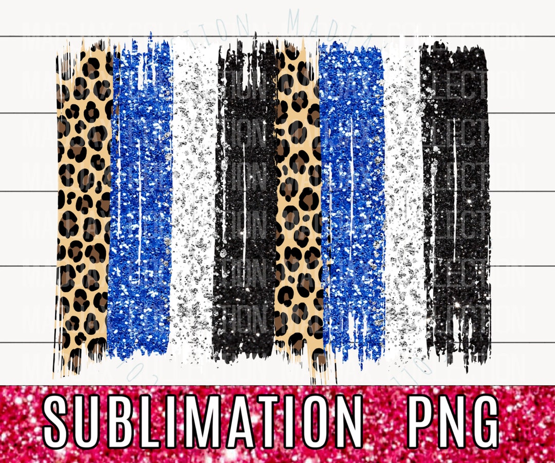 Royal Blue and Black Brush Stroke, Sublimation PNG, Leopard, Silver ...