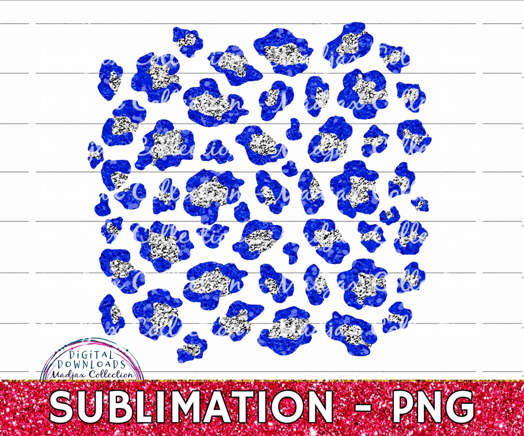 Royal Blue & Silver Leopard Print. Square Design, Sublimation Print ...