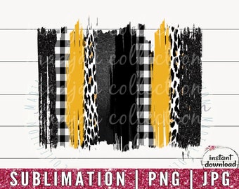 Gold Glitter Black & White Brush Stroke PNG Sublimation | Etsy
