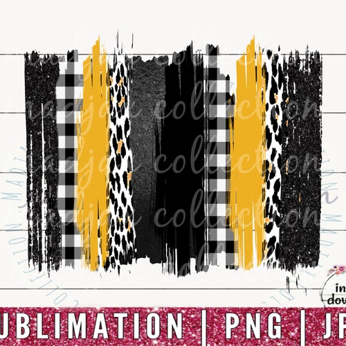 Leopard Sublimation Yellow & Black Background Brush Stroke - Etsy