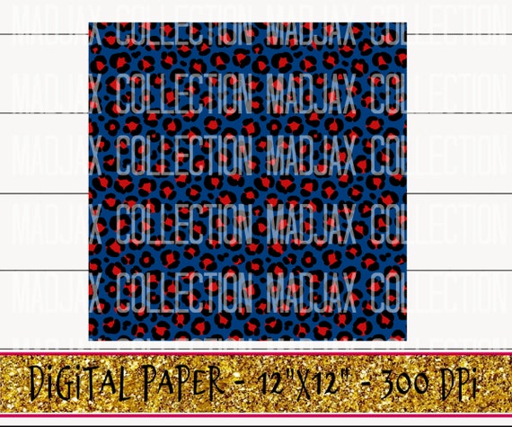Navy Blue Leopard Background Digital Scrapbooking DIY - Etsy