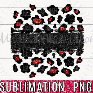 Leopard Brush Stroke, Red & Black, Sublimation PNG, 2 Files, Bundle ...