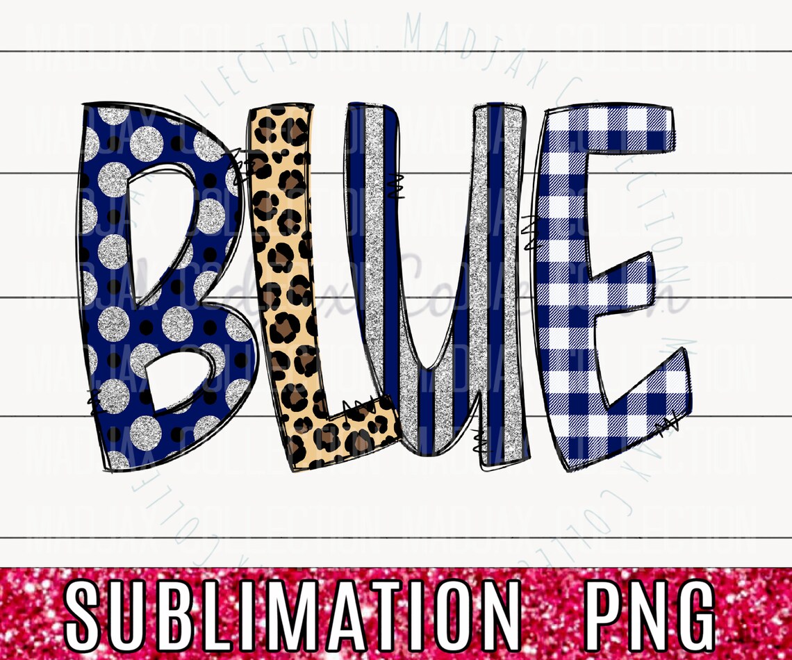 BLUE Bubble Letters PNG File Sublimation Clipart - Etsy