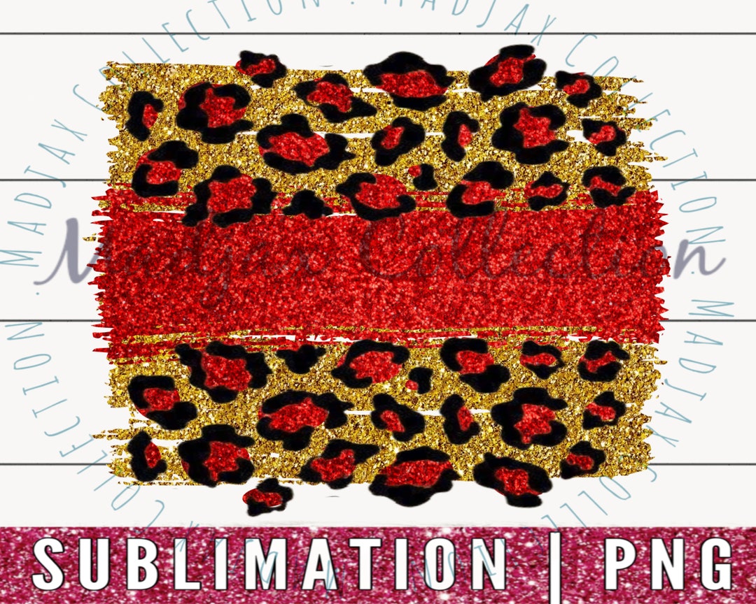 Leopard Sublimation, Gold & Red, Football Team Background, Brush Stroke ...