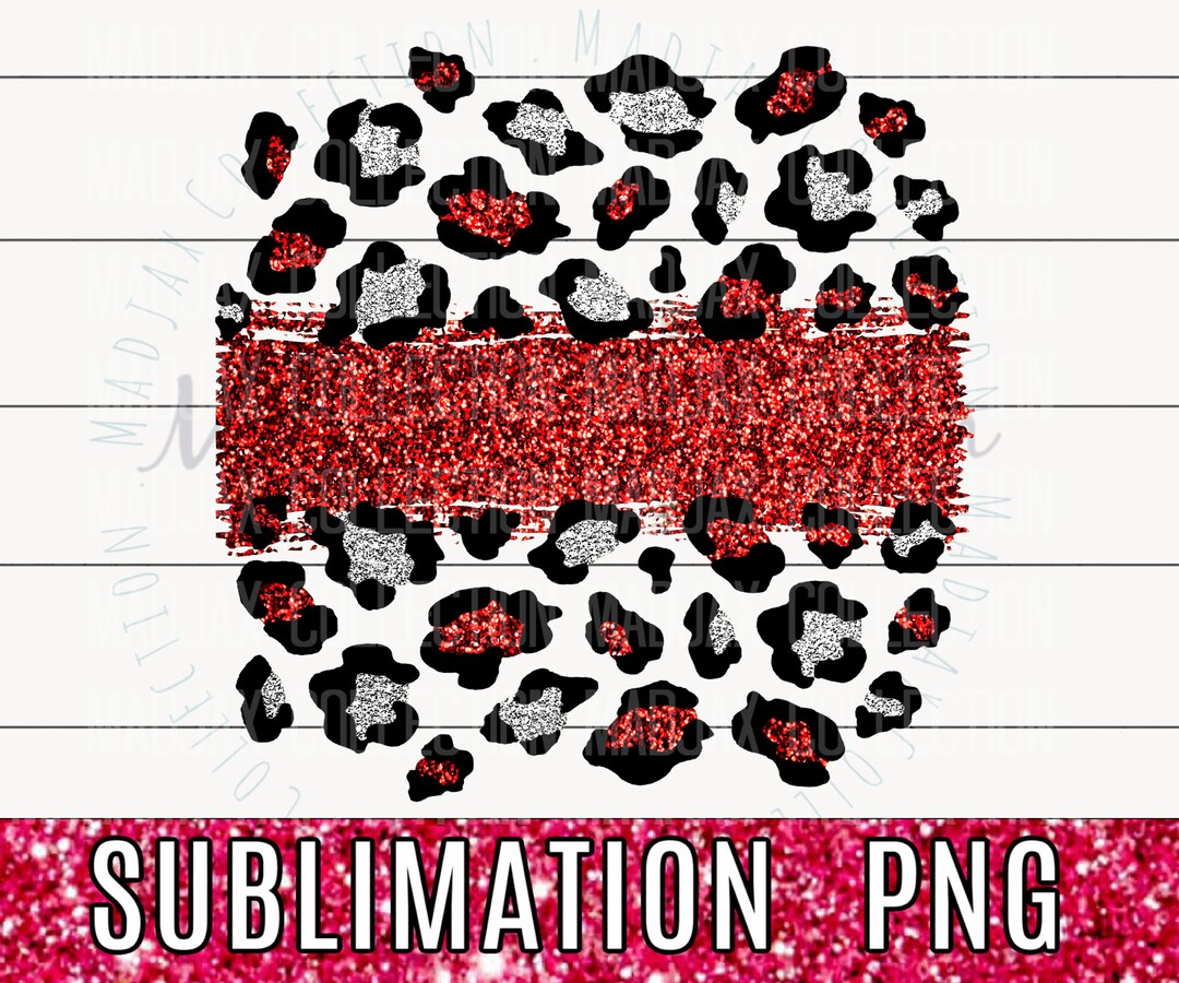 Leopard Brush Stroke, Red & Silver, Sublimation PNG File, Heat Transfer ...