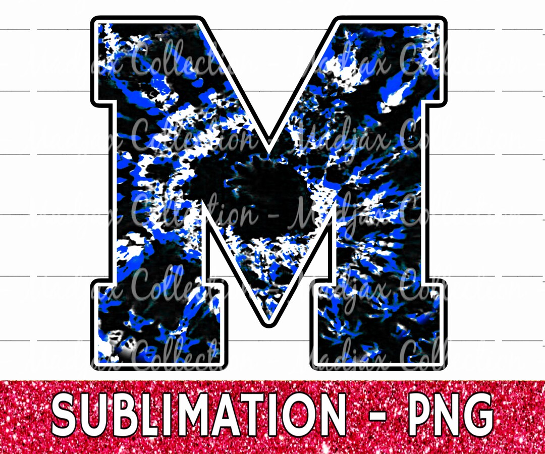 Varsity Letter M, Sublimation Print, PNG Digital File, Blue & Black ...