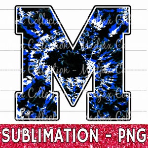 Varsity Letter M, Sublimation Print, PNG Digital File, Blue & Black ...