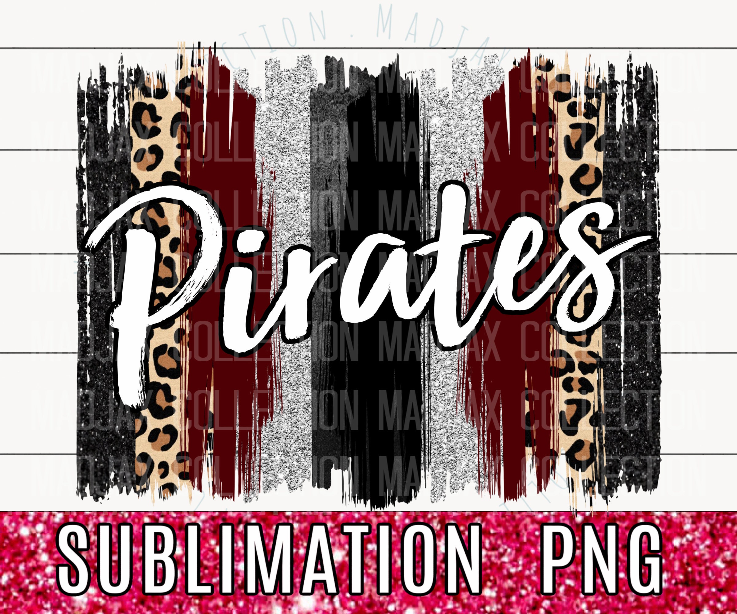 Maroon Pirates Sublimation PNG Leopard Brush Stroke Team | Etsy
