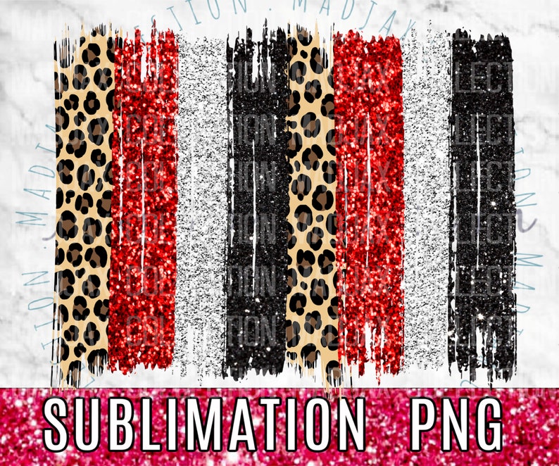 Red and Black Brush Stroke Sublimation PNG Leopard Silver - Etsy