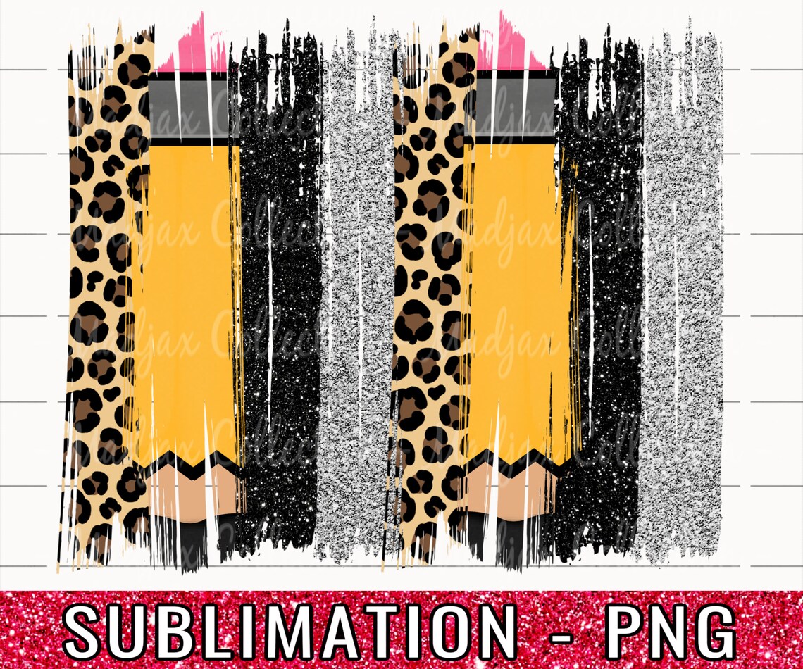 School Pencil Brush Stroke PNG, Glitter Background Clipart, Leopard ...