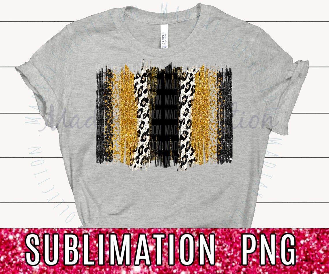 Brushstroke Sublimation PNG File Black & Gold Glitter | Etsy