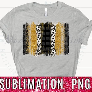 Brushstroke Sublimation, PNG File, Black & Gold Glitter, Leopard Print ...