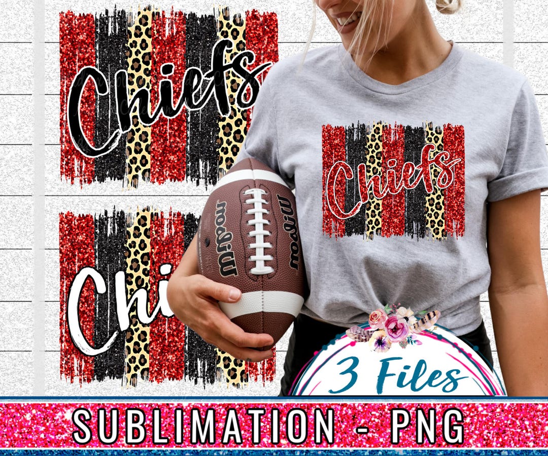 Chiefs High School Mascot PNG, Sublimation Design, Red & Black Faux ...
