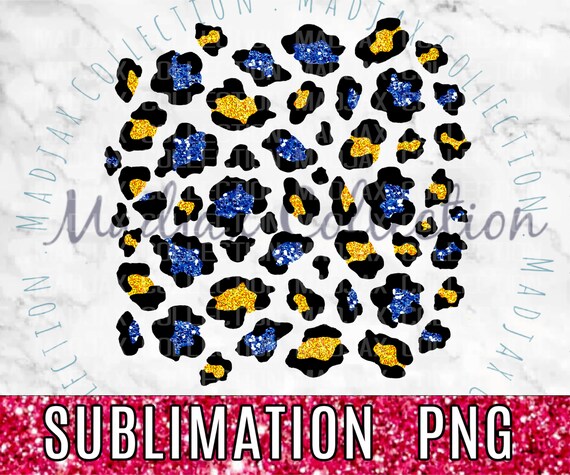 Royal Blue & Yellow Gold Square Leopard Print Sublimation | Etsy