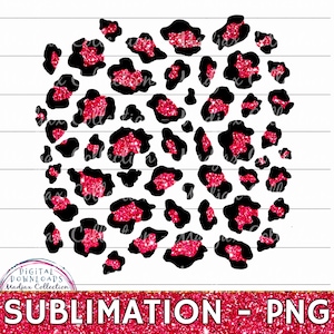 Hot Pink Glitter, Leopard Square, PNG File, Sublimation Design ...