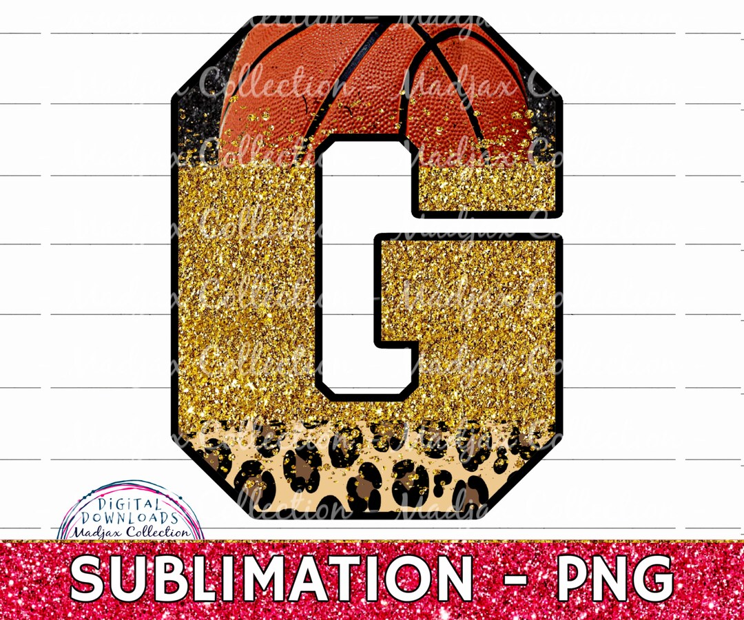 Varsity Letter G, Sublimation Print, PNG File, Black Gold and Leopard ...