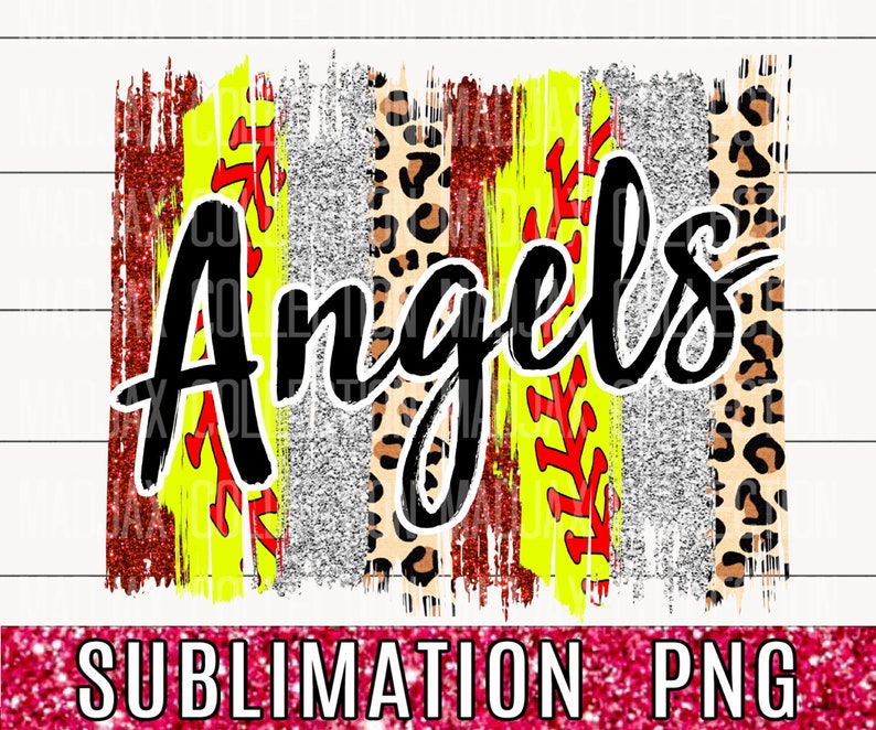 Softball Laces Team Angels Digital Design Leopard Brush - Etsy