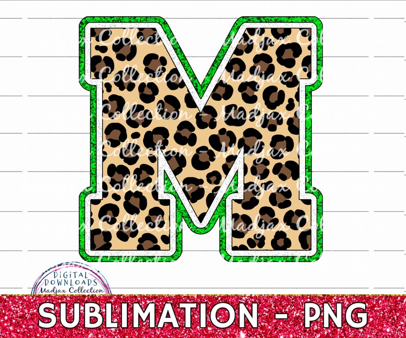 Panthers, Varsity Letter M, Digital Design, Leopard, PNG, Sublimation ...