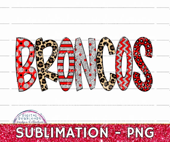 Red Broncos Bubble Letters Sublimation Print PNG File Polka | Etsy