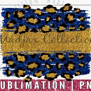 Leopard Sublimation, Navy & Gold, Team Background, Brush Stroke PNG ...