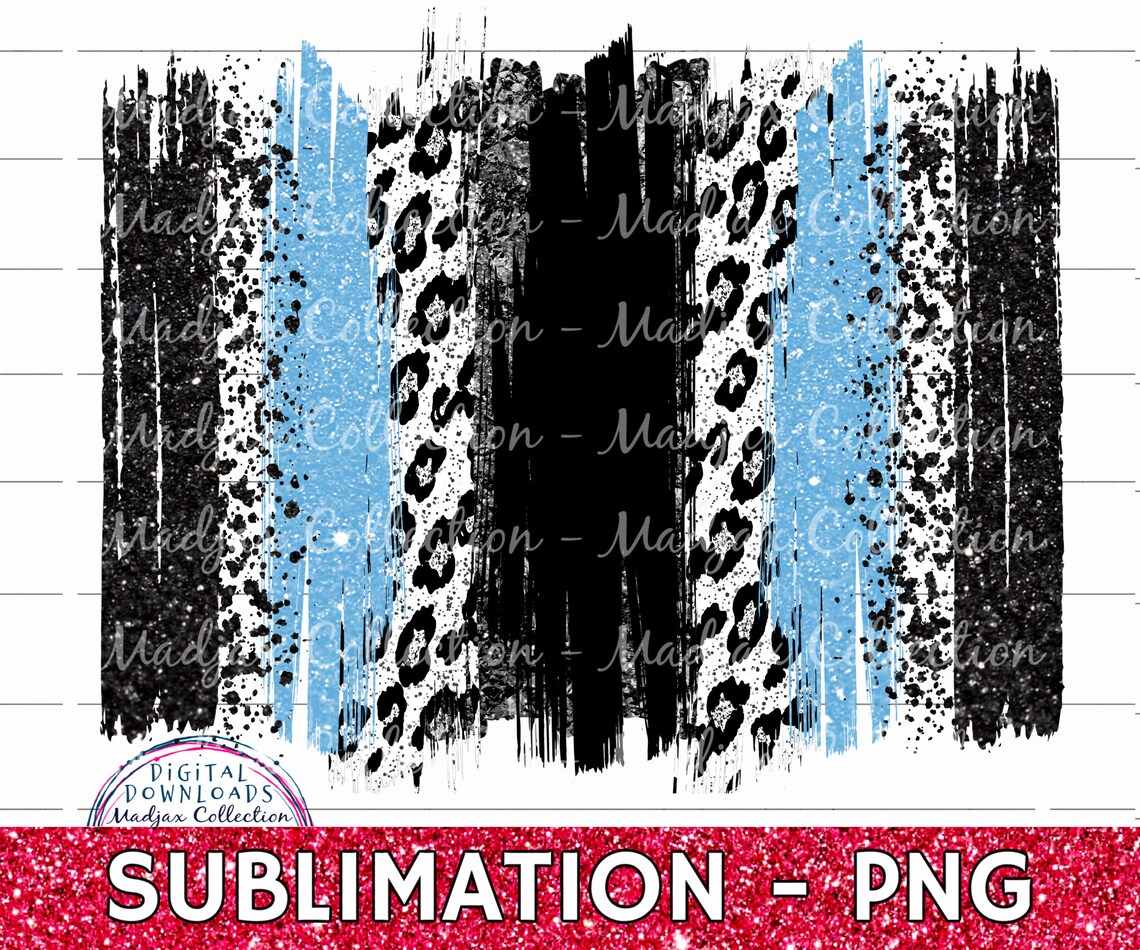 Light Blue & Silver Brush Stroke Design Sublimation Print - Etsy