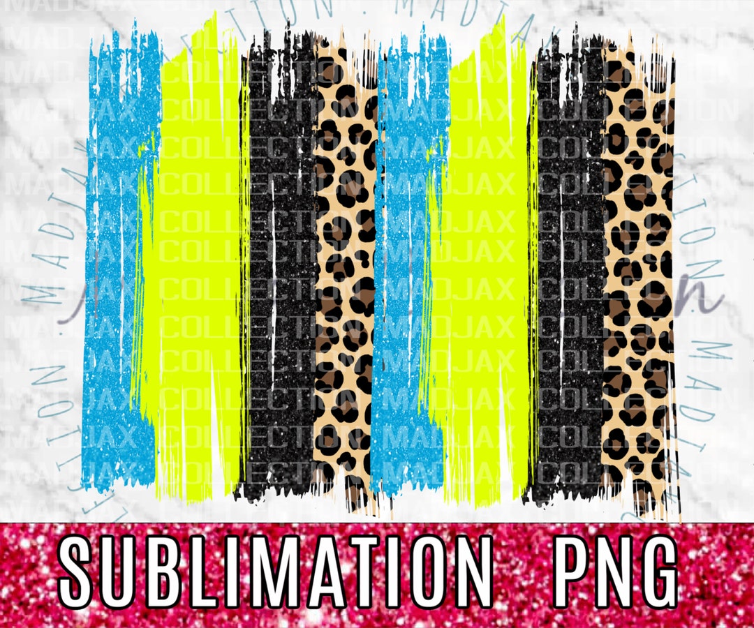 Leopard Print Brush Stroke, Sublimation, PNG File, Yellow, Sky Blue ...