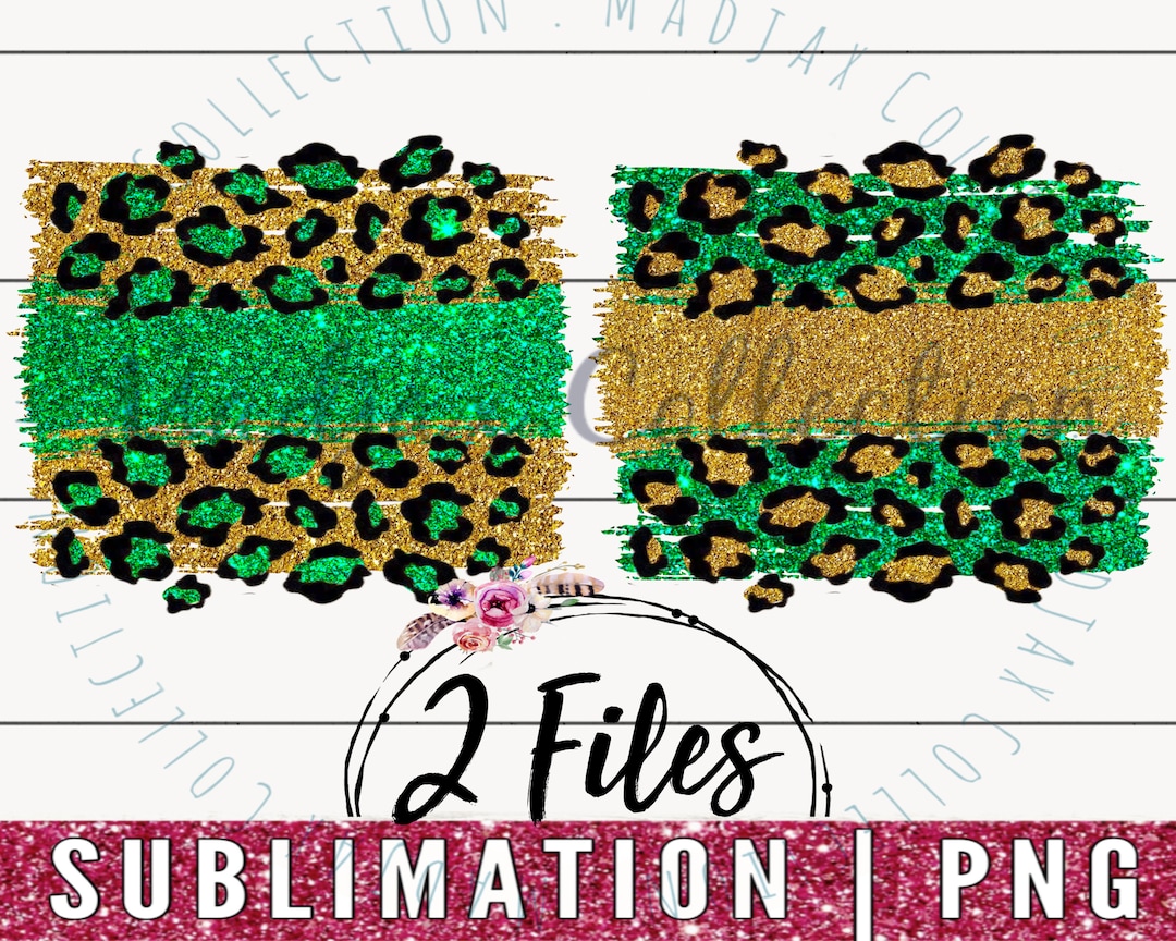 Leopard Sublimation, Green & Gold, Christmas Background, Brush Stroke ...