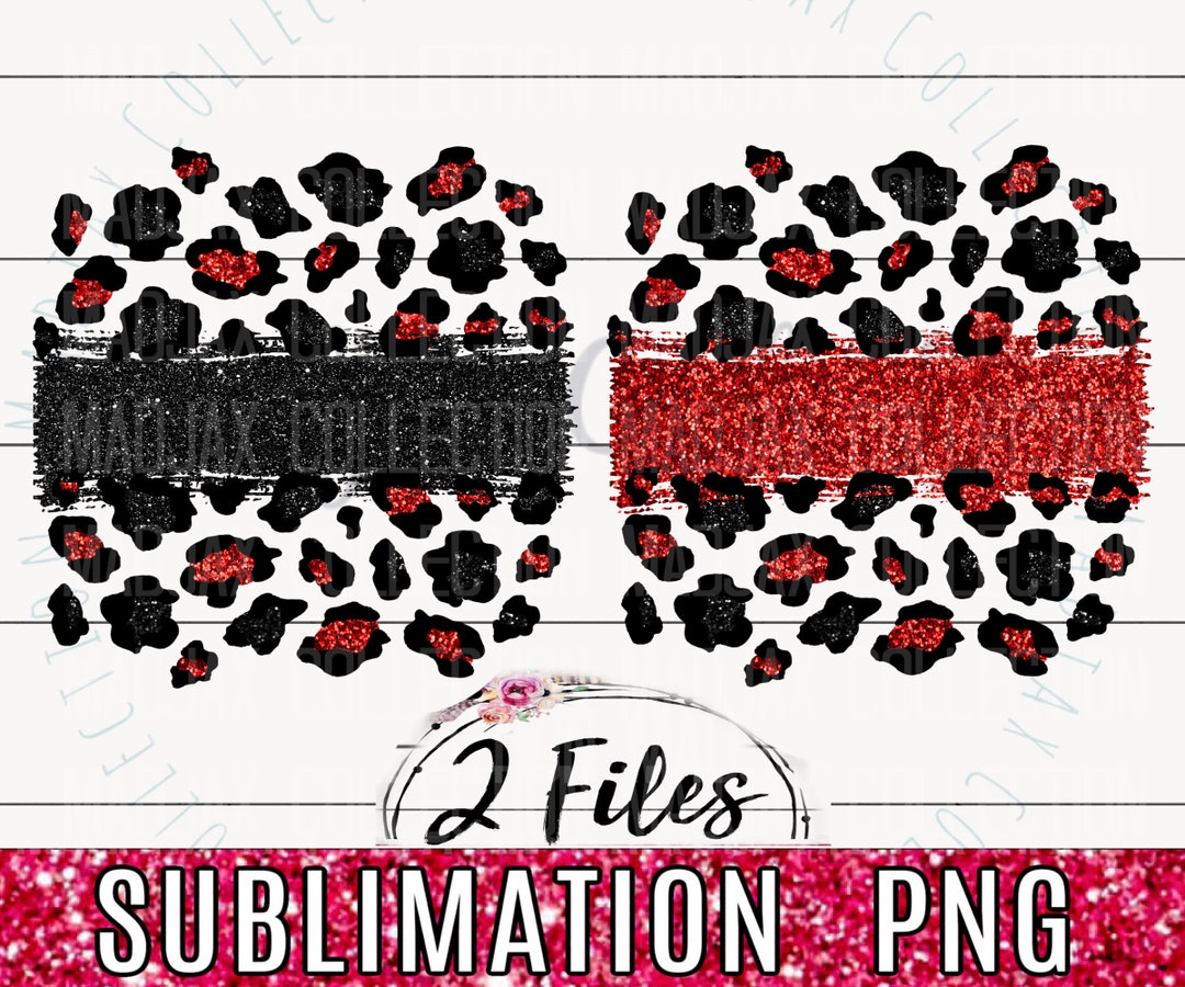 Leopard Brush Stroke, Red & Black, Sublimation PNG, 2 Files, Bundle ...