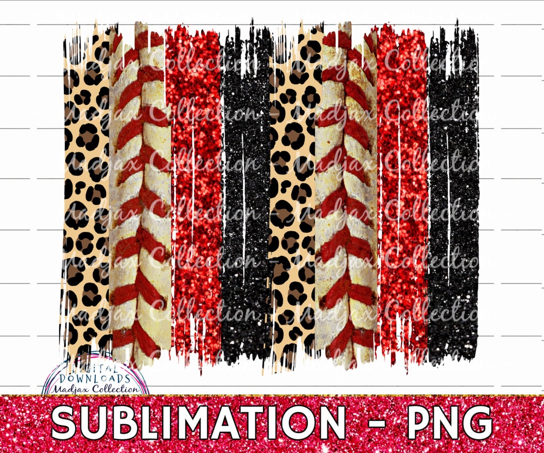 Red & Black Baseball Brush Stroke, PNG File, Sublimation Digital Design ...