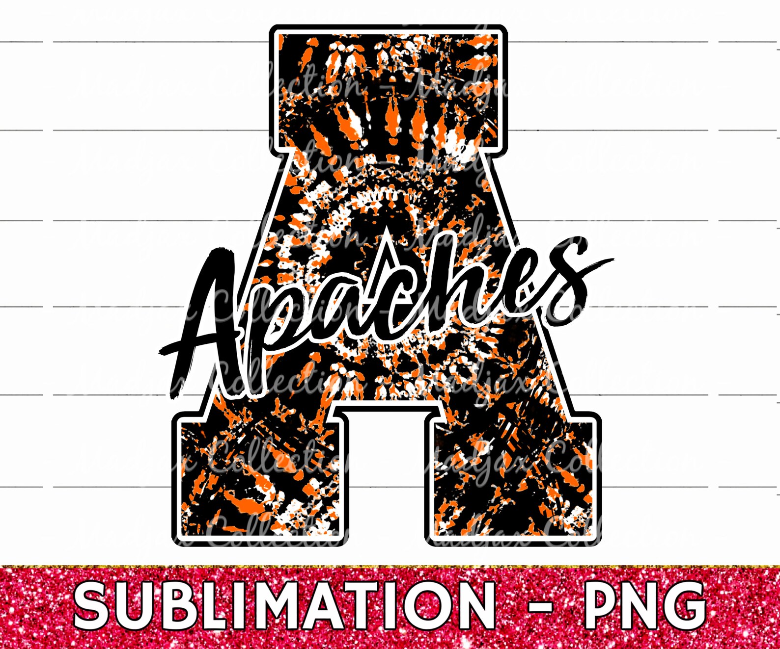 Apaches Spirit Shirt PNG, Sublimation Design, Orange Tie Dye, Printable ...