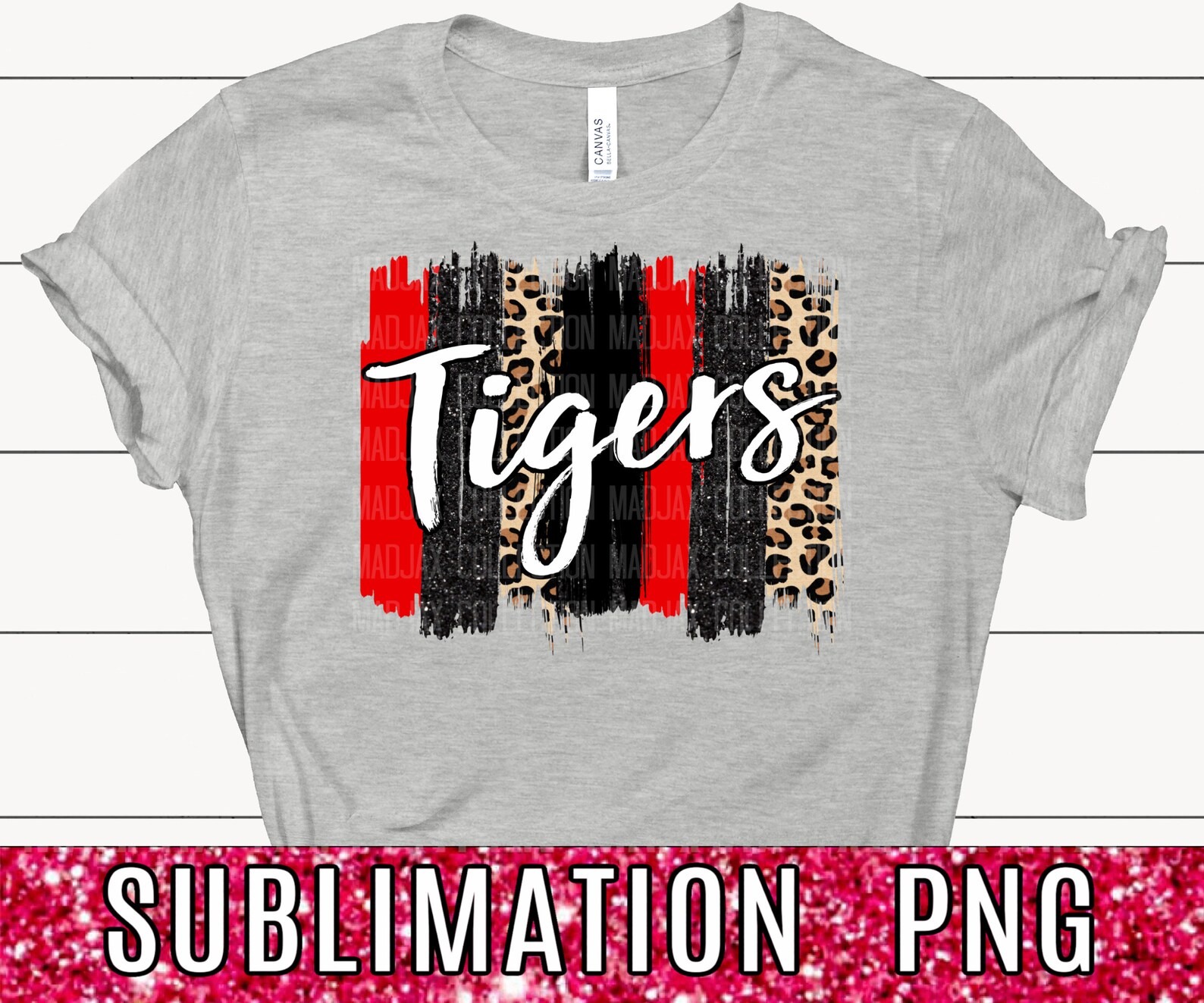 Red Tigers, Brush Stroke, Sublimation, Plaid and Leopard, PNG File ...
