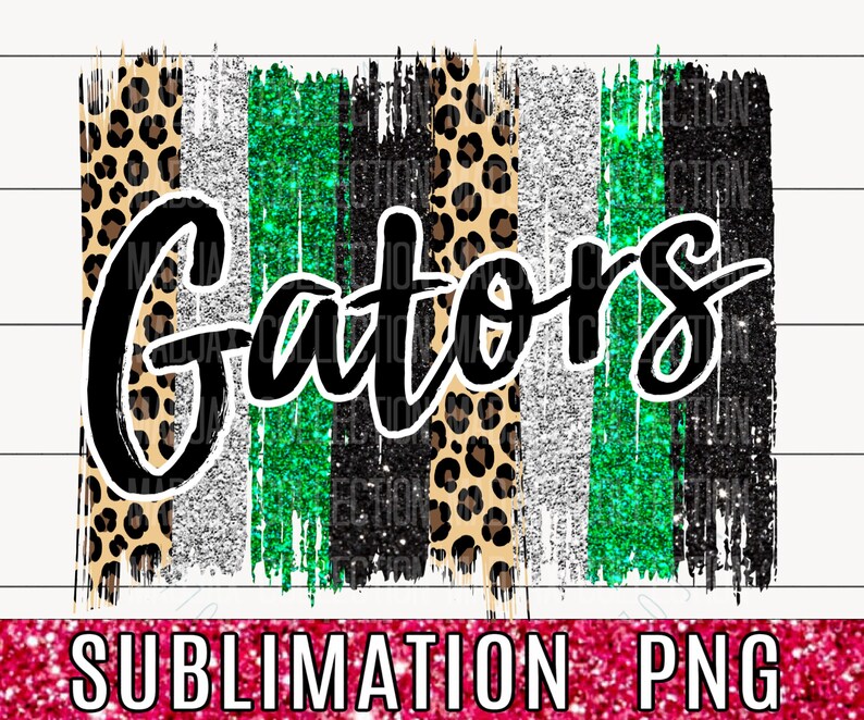 Team Gators Brush Strokes PNG File, Sublimation Print, Leopard, Green ...