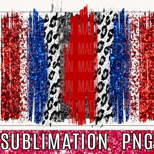 Red and Blue Glitter, Brush Strokes PNG, Sublimation Print, Leopard ...