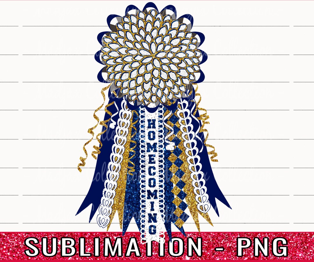 Navy & Gold White Mum, Homecoming Mum, Spirit Shirt PNG, Sublimation ...