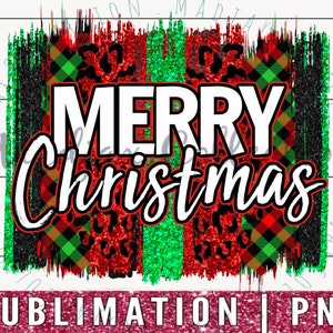 Merry Christmas Sublimation, Brush Stroke PNG, Cute Plaid Clipart ...