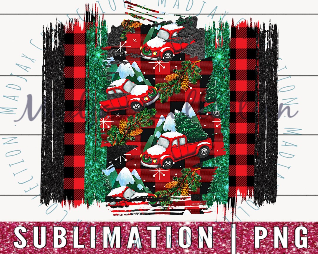 Brush Stroke Background Sublimation, Christmas PNG, Buffalo Plaid, Red ...