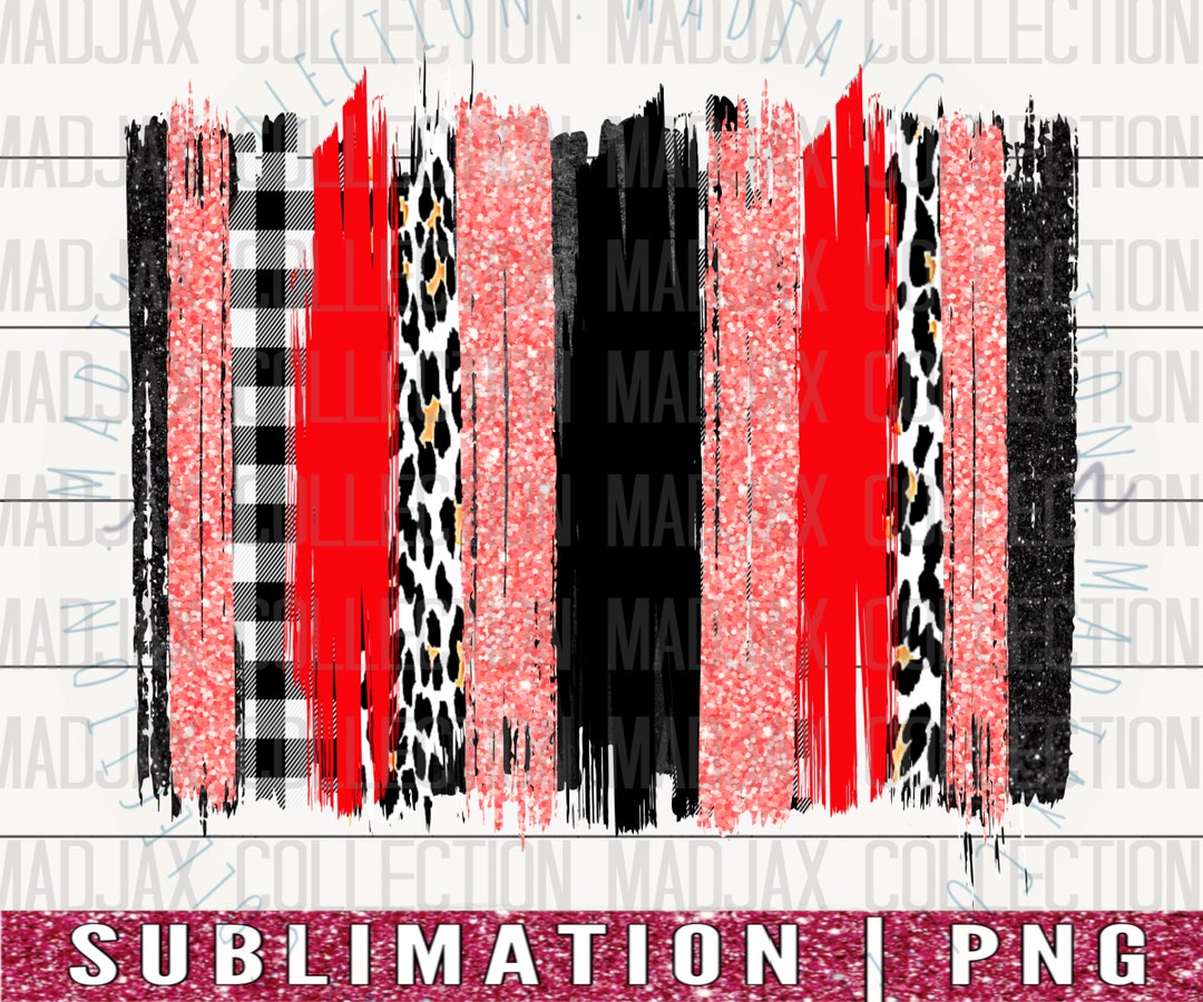 Brush Stroke PNG, Sublimation, Pink and Red, Buffalo Plaid, Leopard ...