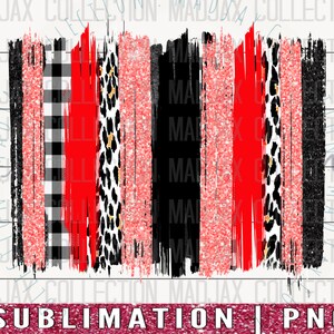 Brush Stroke PNG, Sublimation, Pink and Red, Buffalo Plaid, Leopard ...