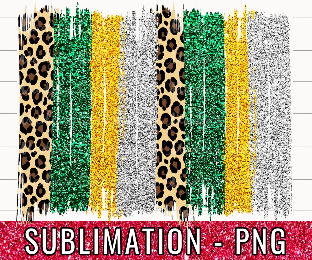 Kelly Green & Yellow Gold Glitter Brush Stroke, Leopard Brush Stroke ...